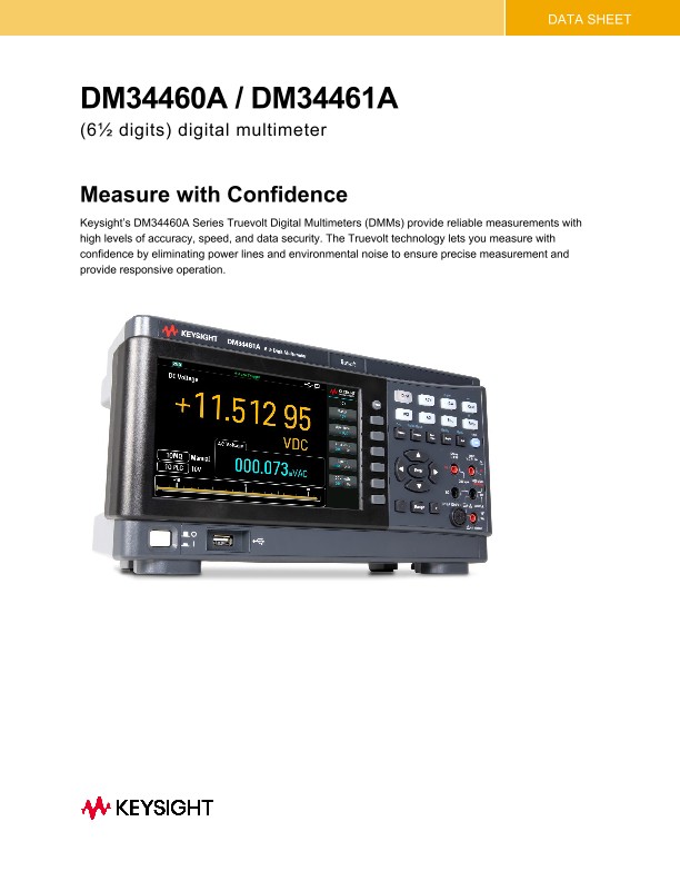 DM34460A/DM34461A (6½ digits) Digital Multimeter PDF Asset Page | Keysight